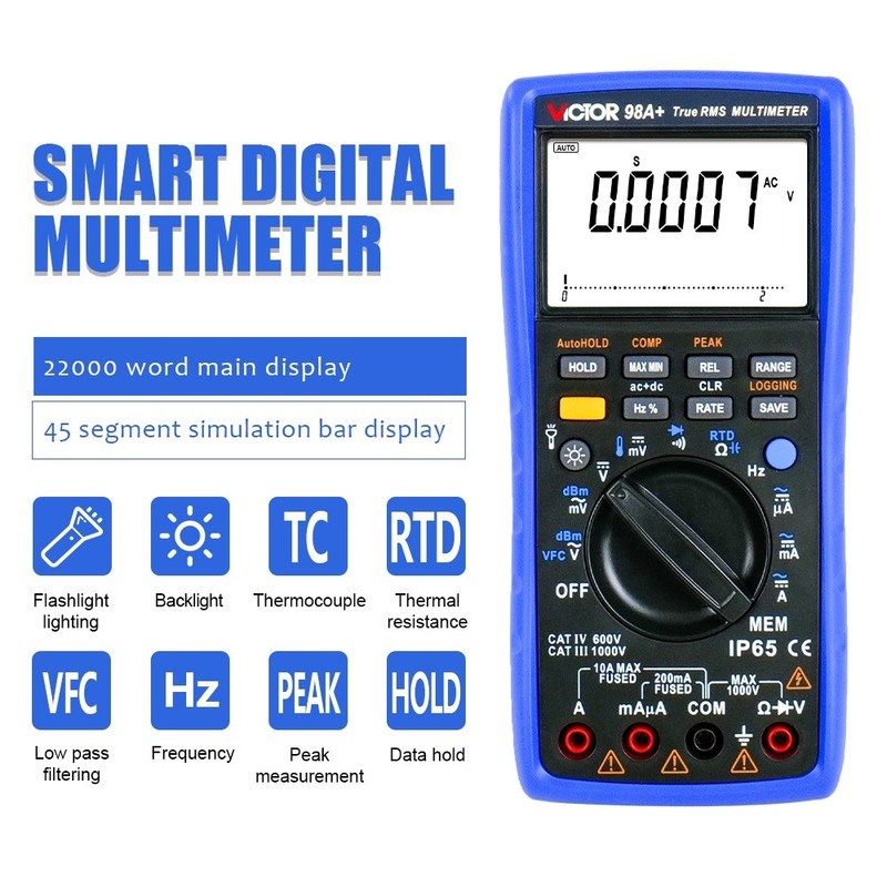 VICTOR 98A+ VICTOR Digitales Multimeter 22000 Zählungen Anzeige ...
